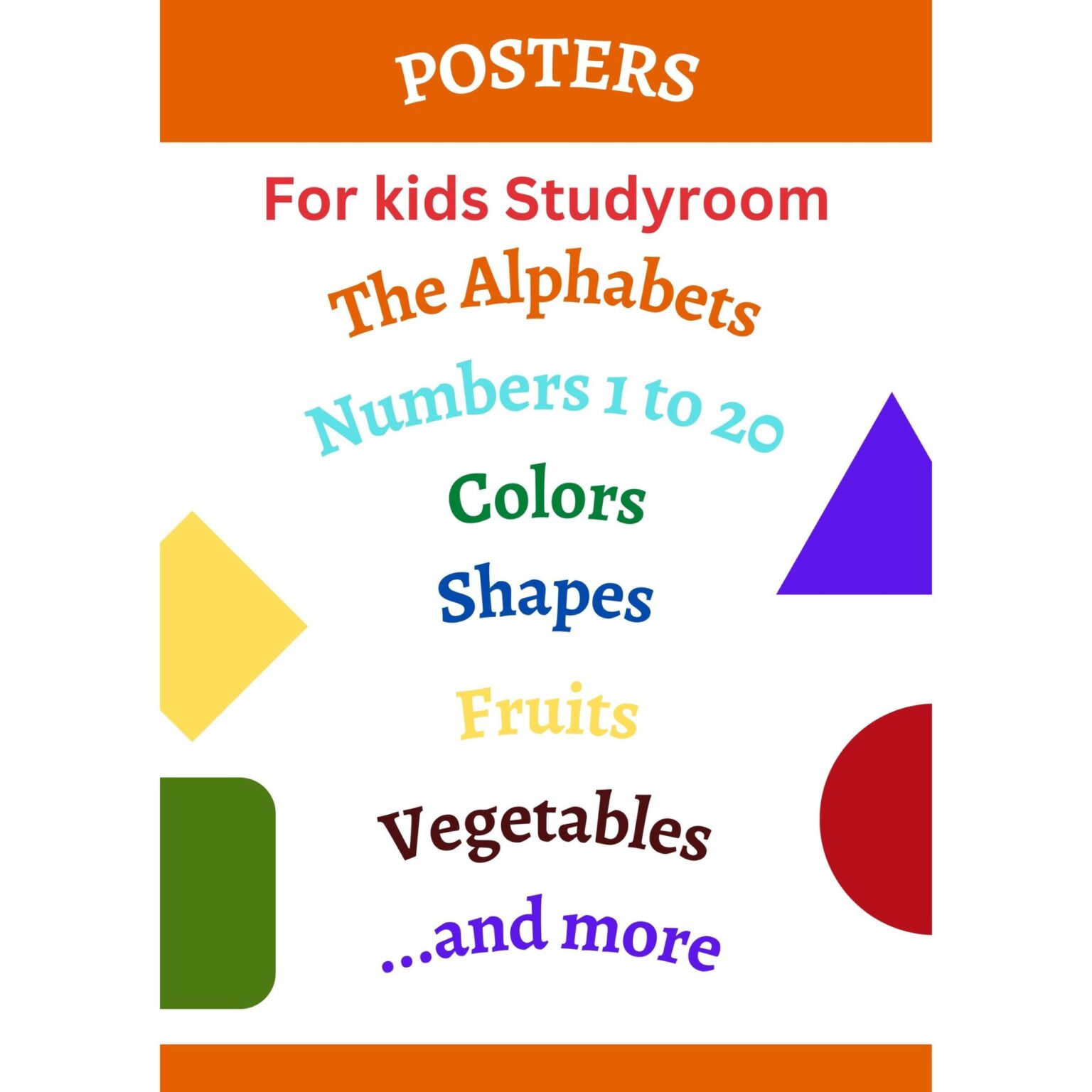 Educational Poster bundle for Kids Studyroom. 1 page each of numbers ...